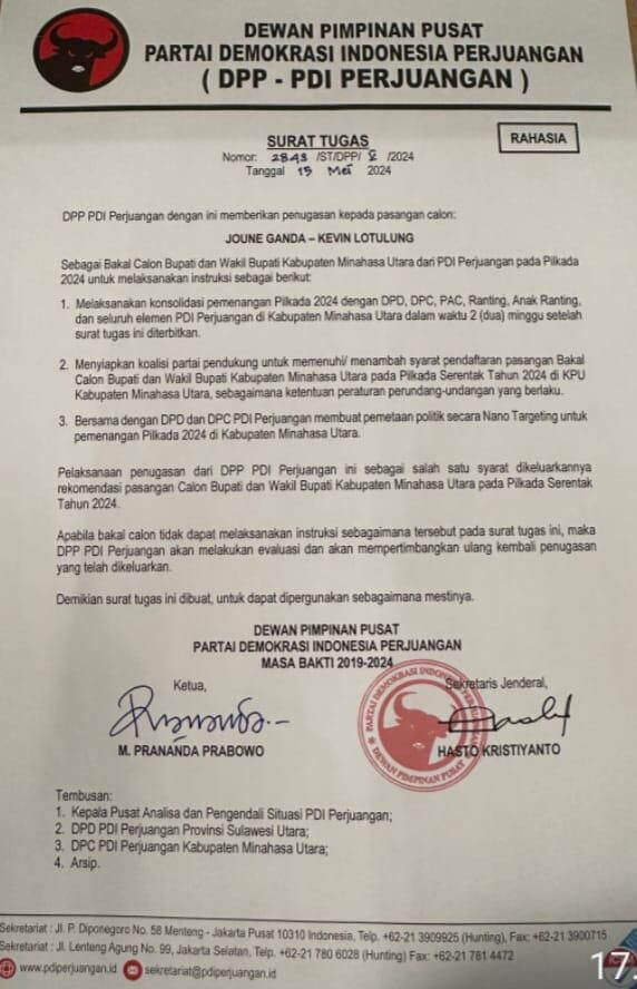 Breaking News! JGKWL Resmi Terima SK Penugasan DPP PDIP - Cahaya Siang
